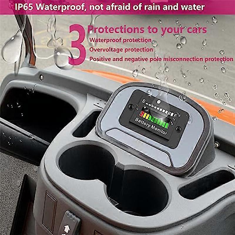 12V 24V 36V 48V 60V 72V LED Battery Monitor Gauge Battery Fuel Gauge ...