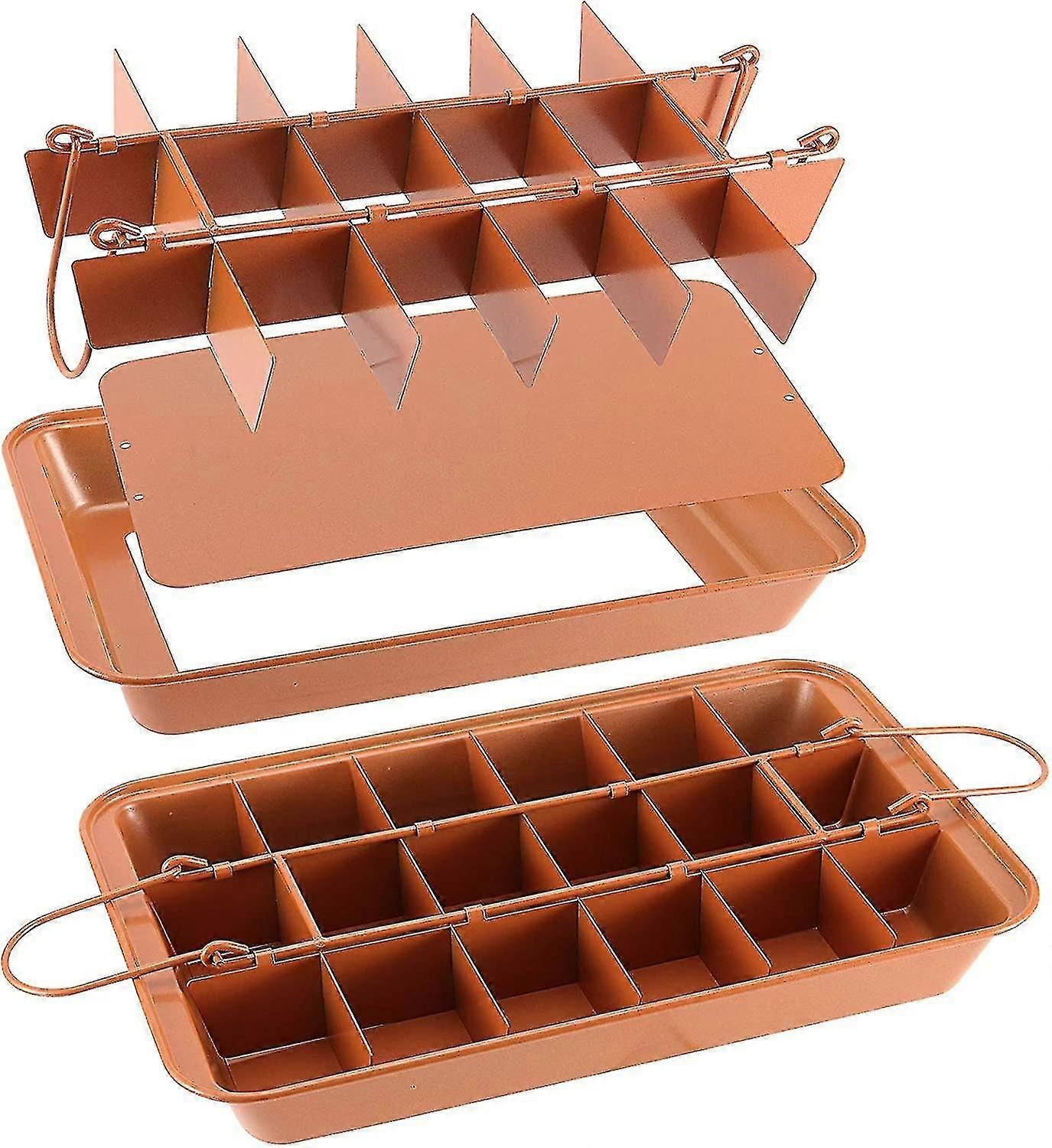 2-pack 12 X 8 X 2 Inch 18-grid Nonstick Brownie Pan Tray With Divider ...
