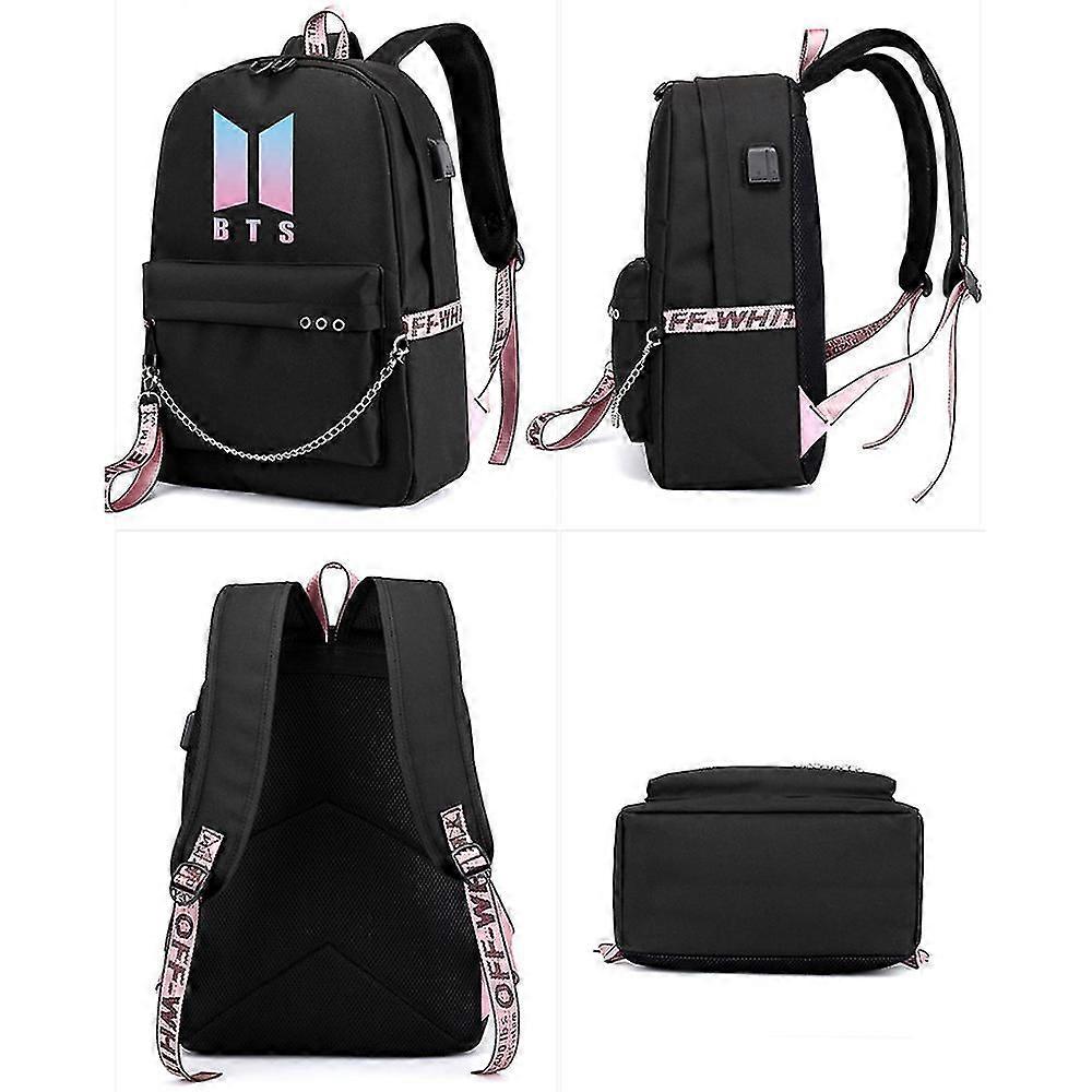 BTS backpack cute USB charging school bag | Fruugo UK