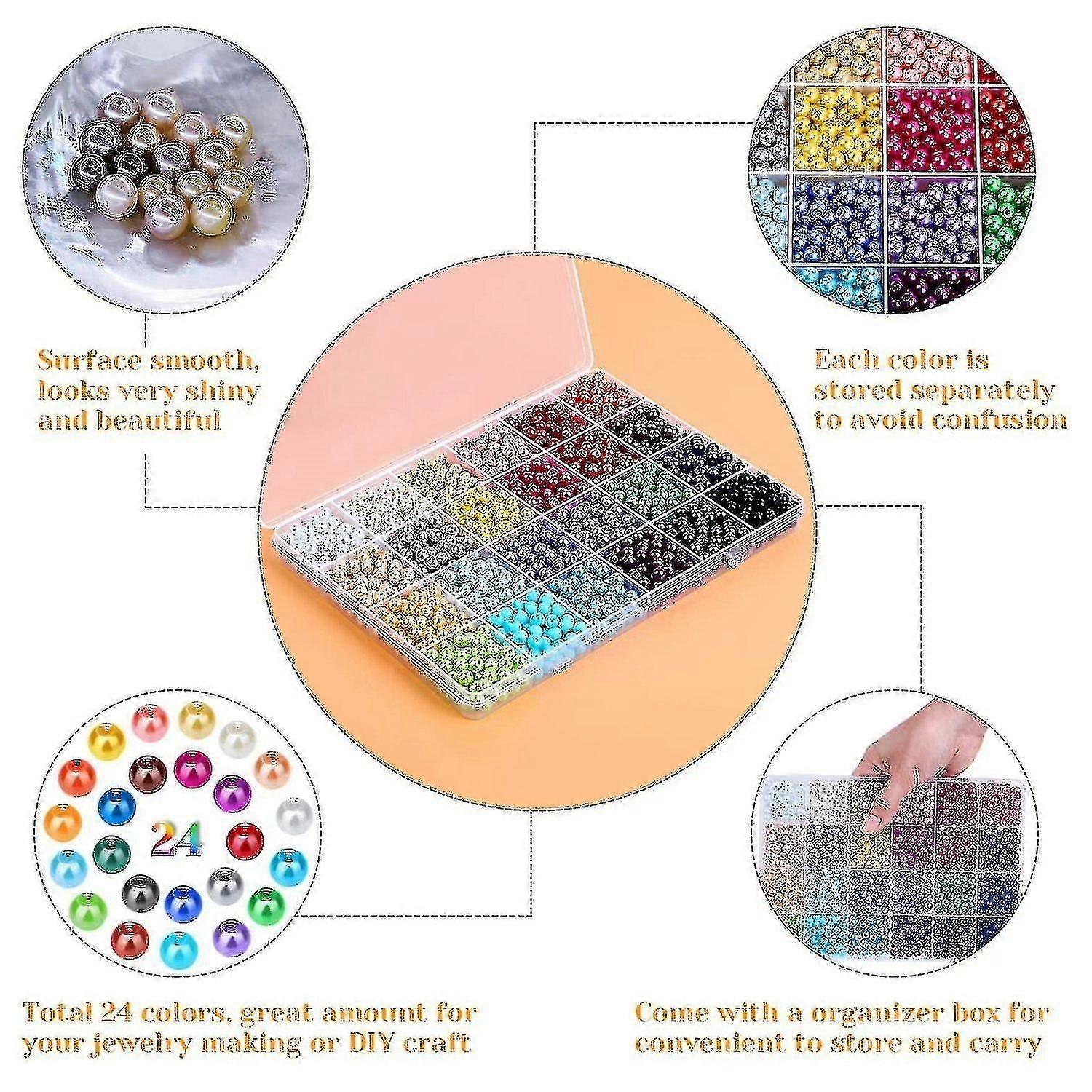1680stk 6mm 24 farver runde perler perler med huller til smykker gør ...