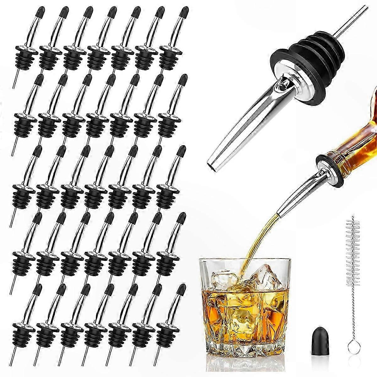 36 Pack Stainless Steel Pouring Spouts with Dust Caps for Liquor, Oil ...