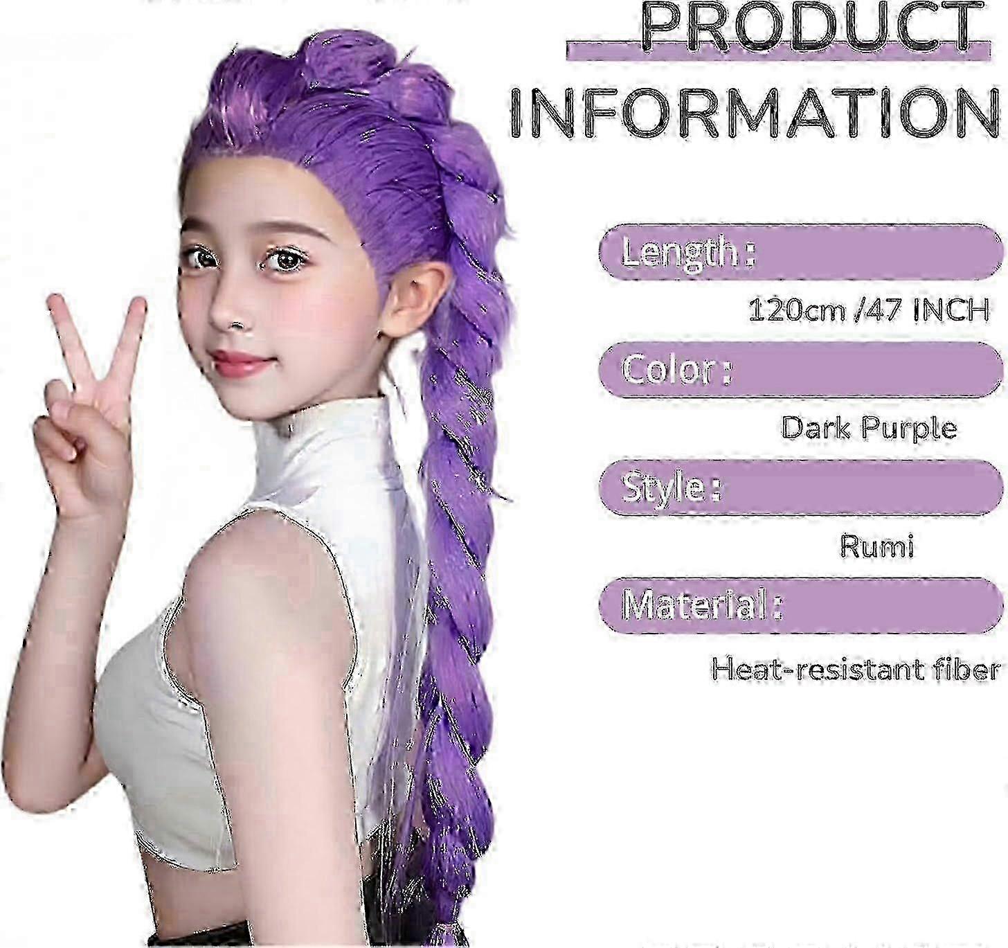 Demon Hunters Costume Cosplay For Kids, Rumi Costume Purple Braids Wig ...