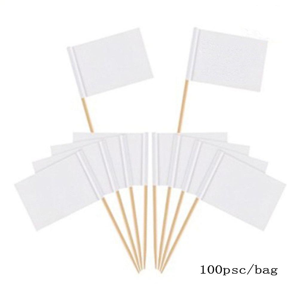 100 Pieces Blank Toothpick Flags Mini Food Labels With Wooden Sticks ...