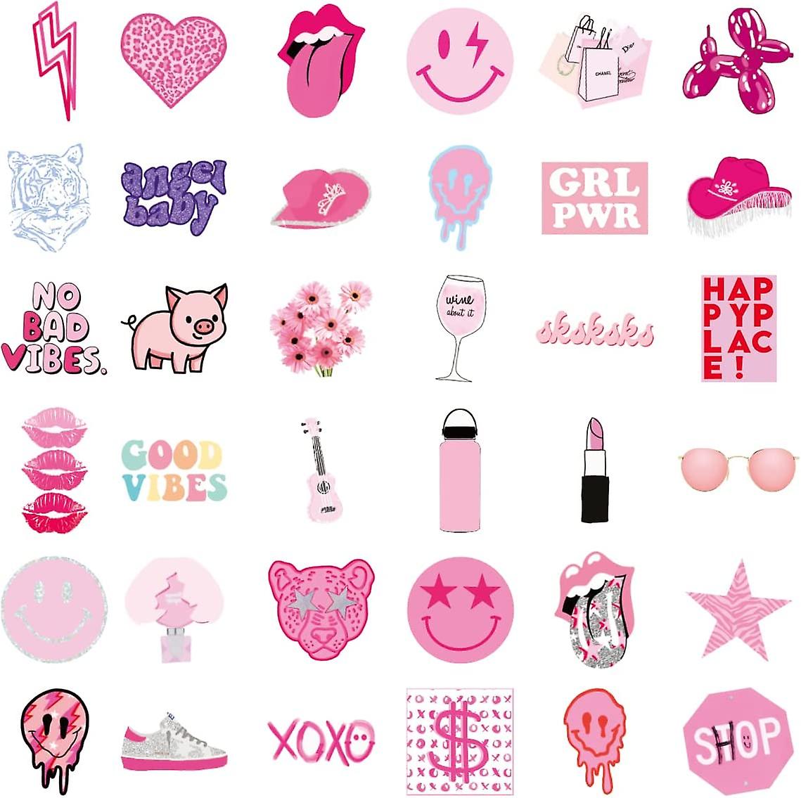 100 Pcs Preppy Stickers Pink Stickers Pack, Aesthetic Stickers Water ...