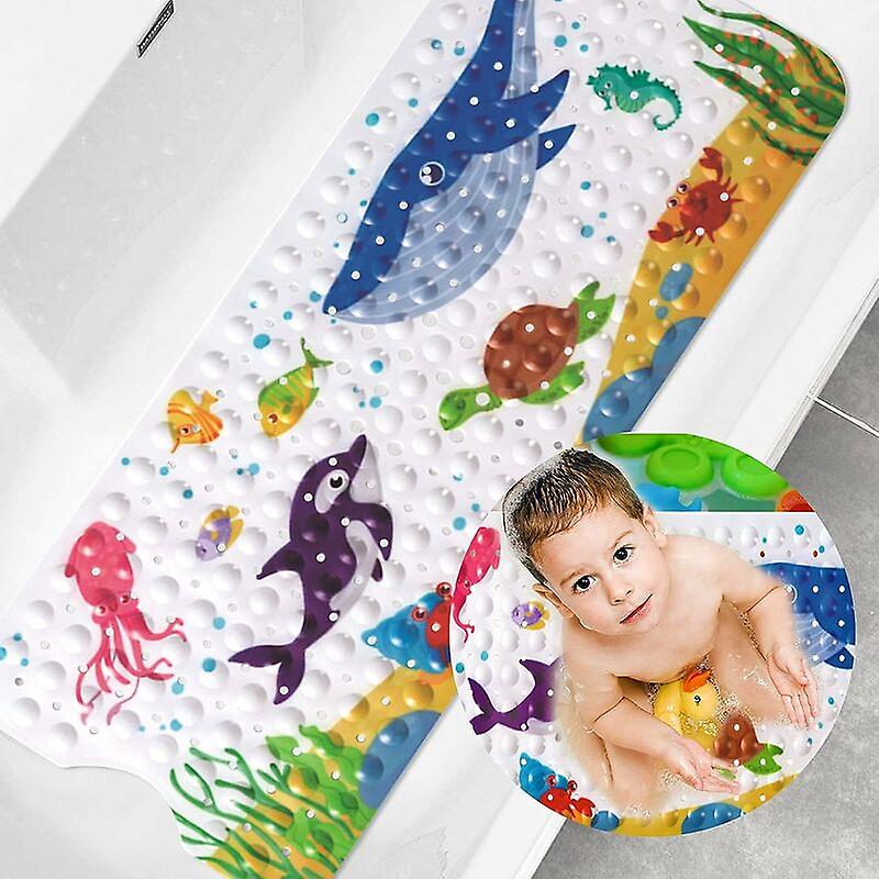 Non-Slip Bath Mat,100 x 40cm Bathtub Mat,Cartoon Baby Bath Mat,Shower ...