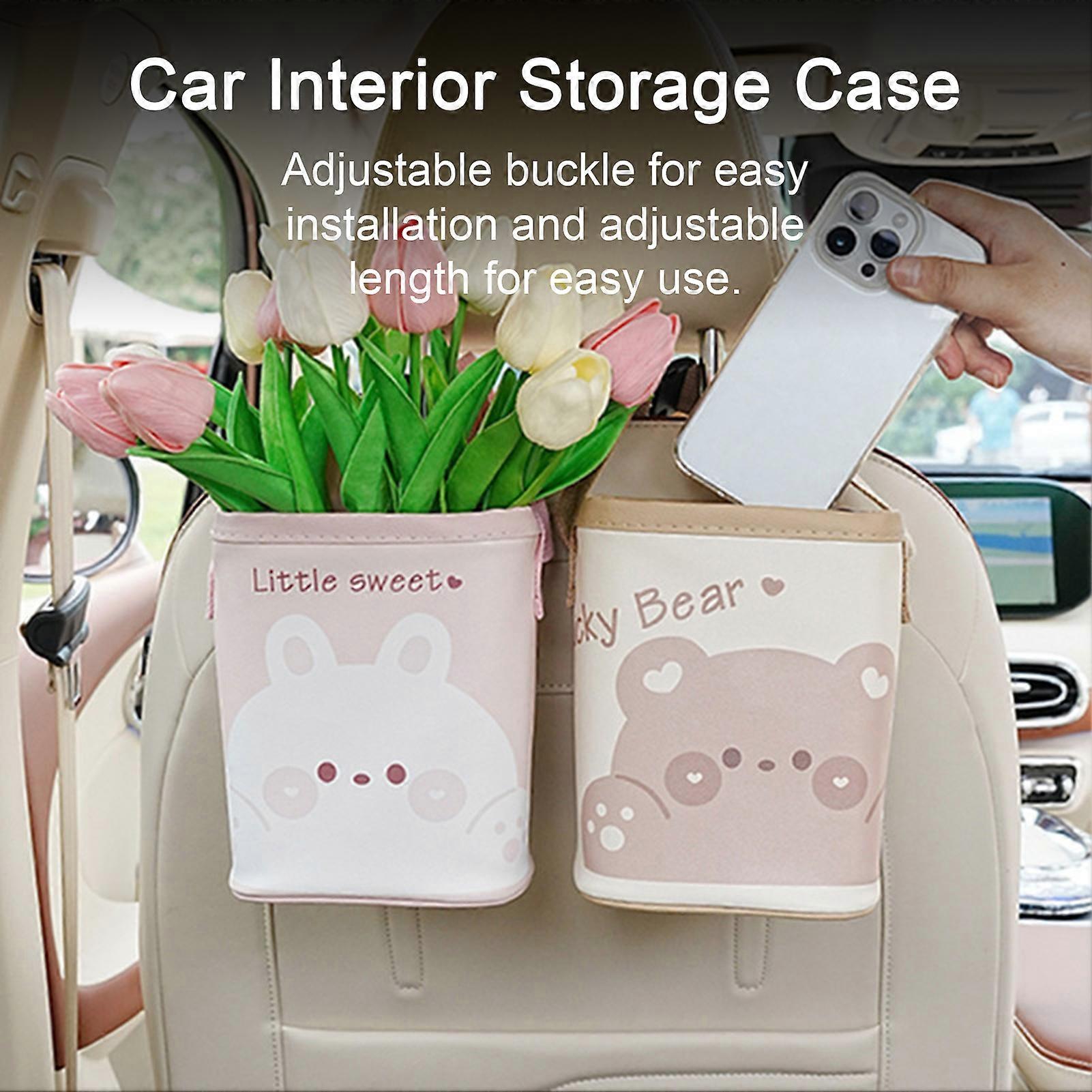 Car Storage Box Car Headrest Hanging Trash Can Cartoon Print Extra ...