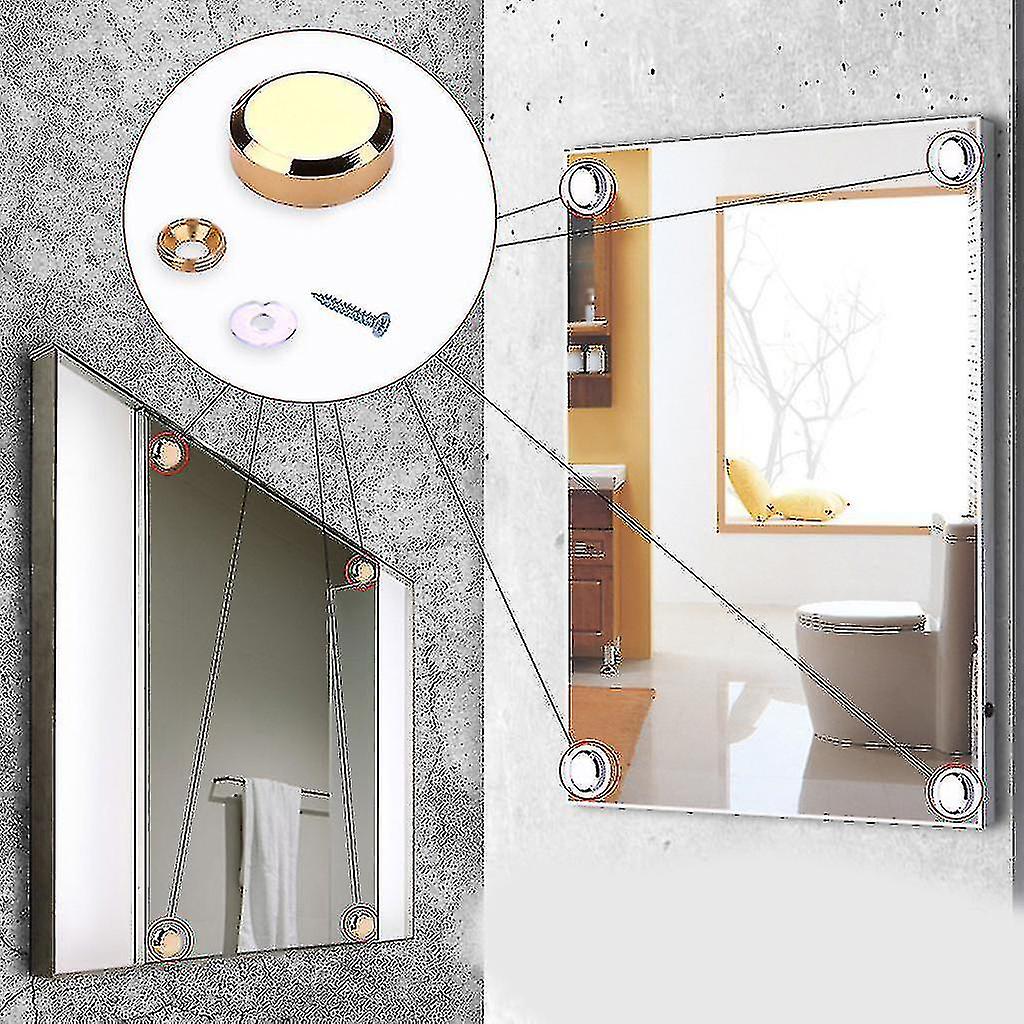 4pcs/set Shiny Chrome Gold Silver Brass Round Cap Glass Frameless ...