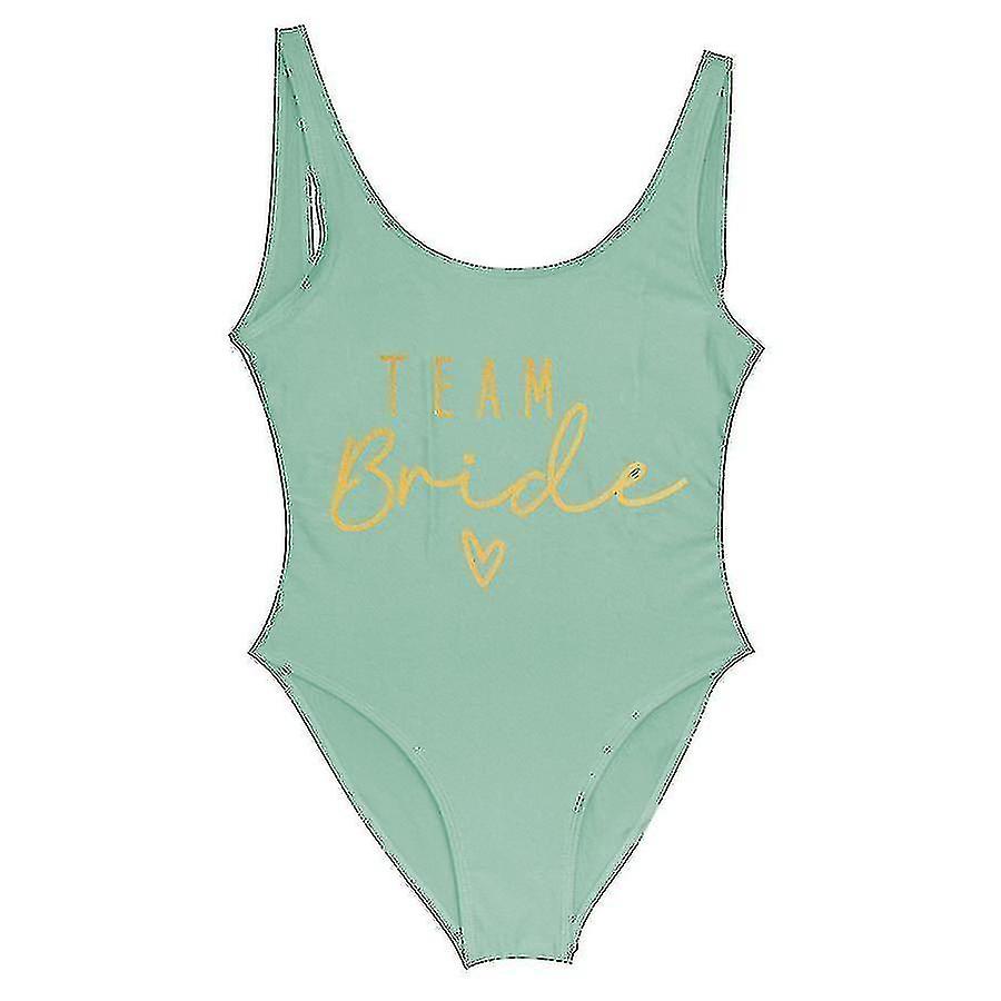 S-3xl Gold Print Team Bride One-piece Swimsuit Squad Women Swimwear ...