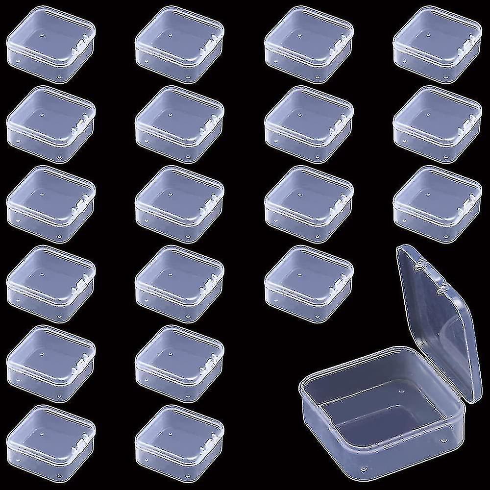 20 Pieces Small Clear Plastic Boxes Plastic Boxes With Square Lid Mini ...