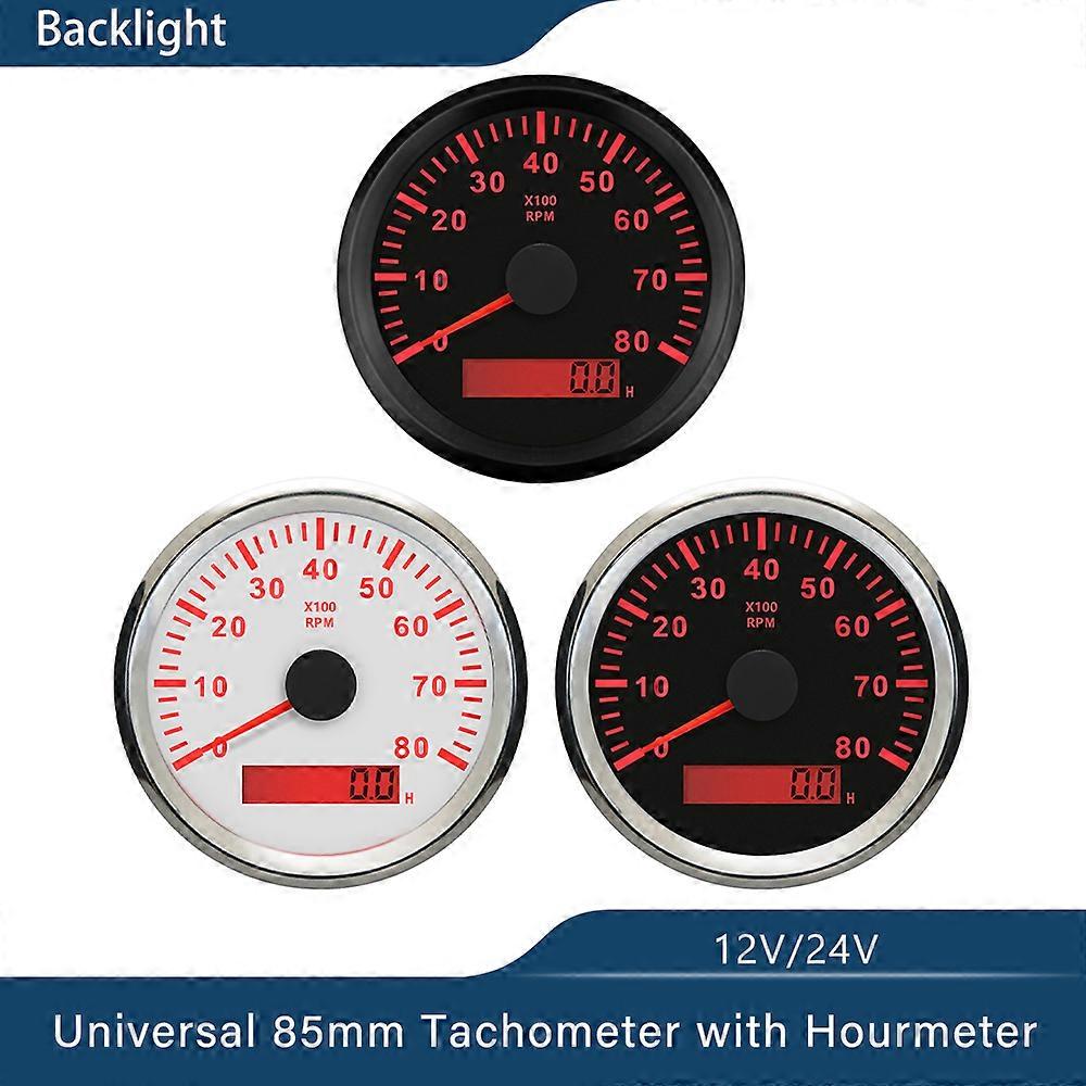 New 85mm Tachometer RPM REV Counter 3K 4K 6K 7K 8K RPM with LED ...