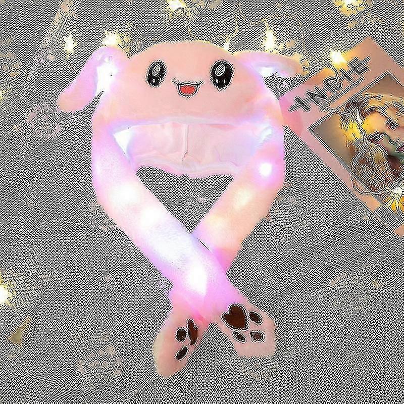 2025 New Rabbit Ear Hat Beanie Plush Can Moving Bunny Ears Hat With Lightwhite Rabbit | Fruugo UK