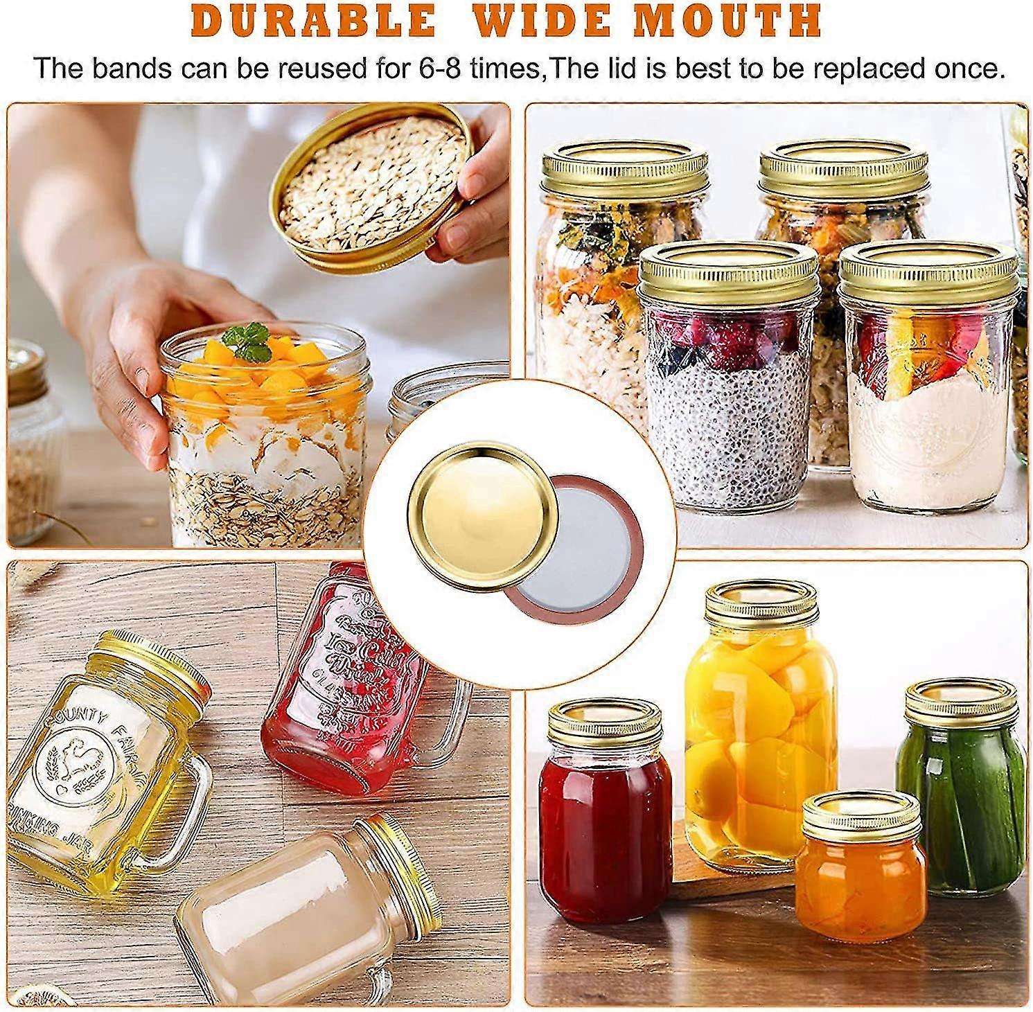 Canning Lids Wide Mouth(86mm) With Silicone Seals Rings Fits Or Kerr ...