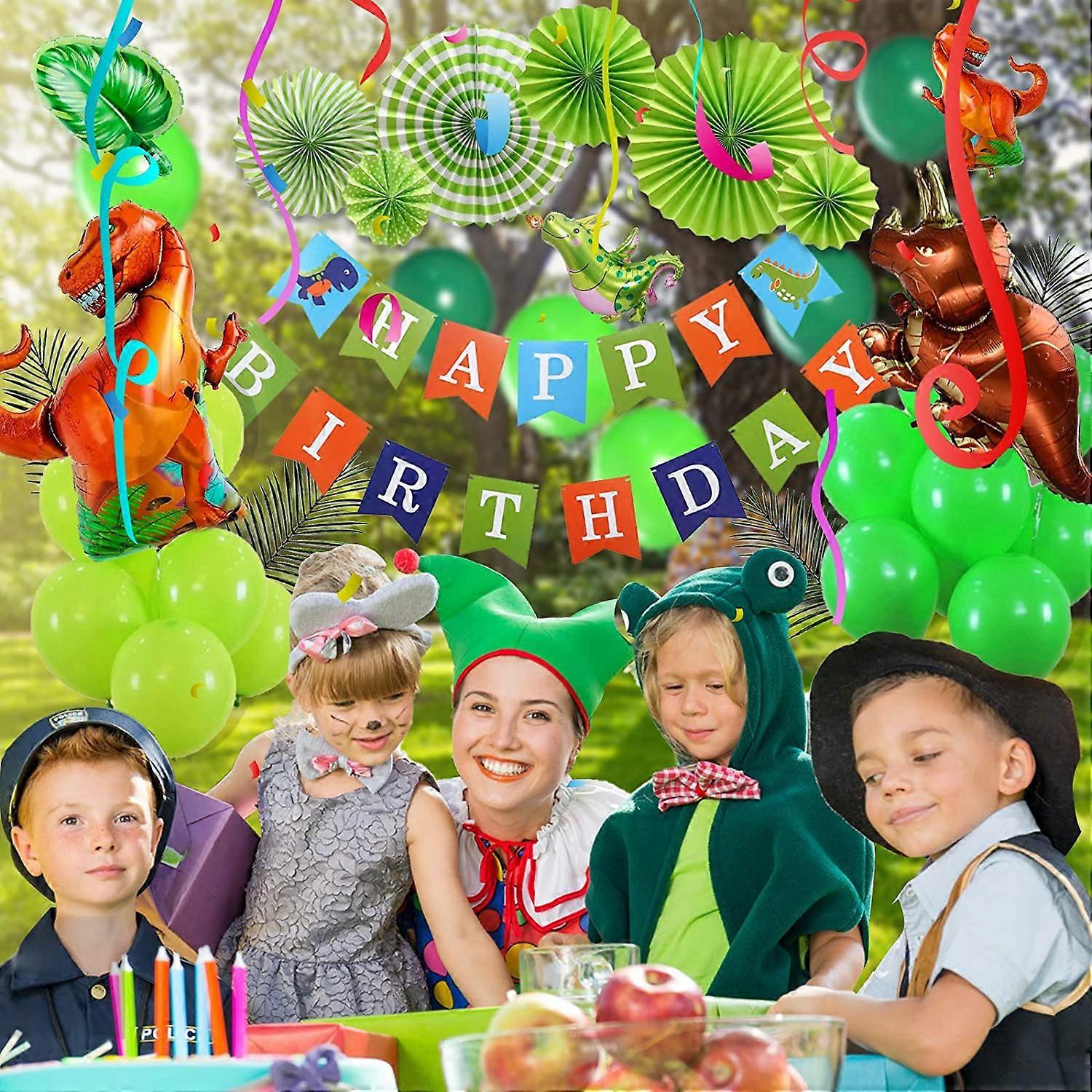 Dinosaur Birthday Party Decoration Set, 92 Pcs Set With Dinosaur Themed ...