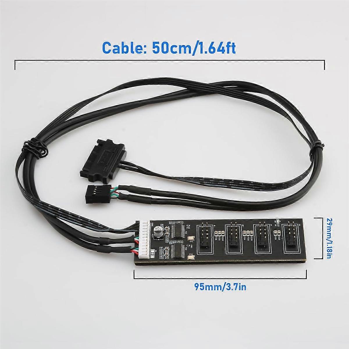 9Pin USB Header Splitter with SATA Power Cable, Internal USB Hub Extension USB 2.0 Splitter ...
