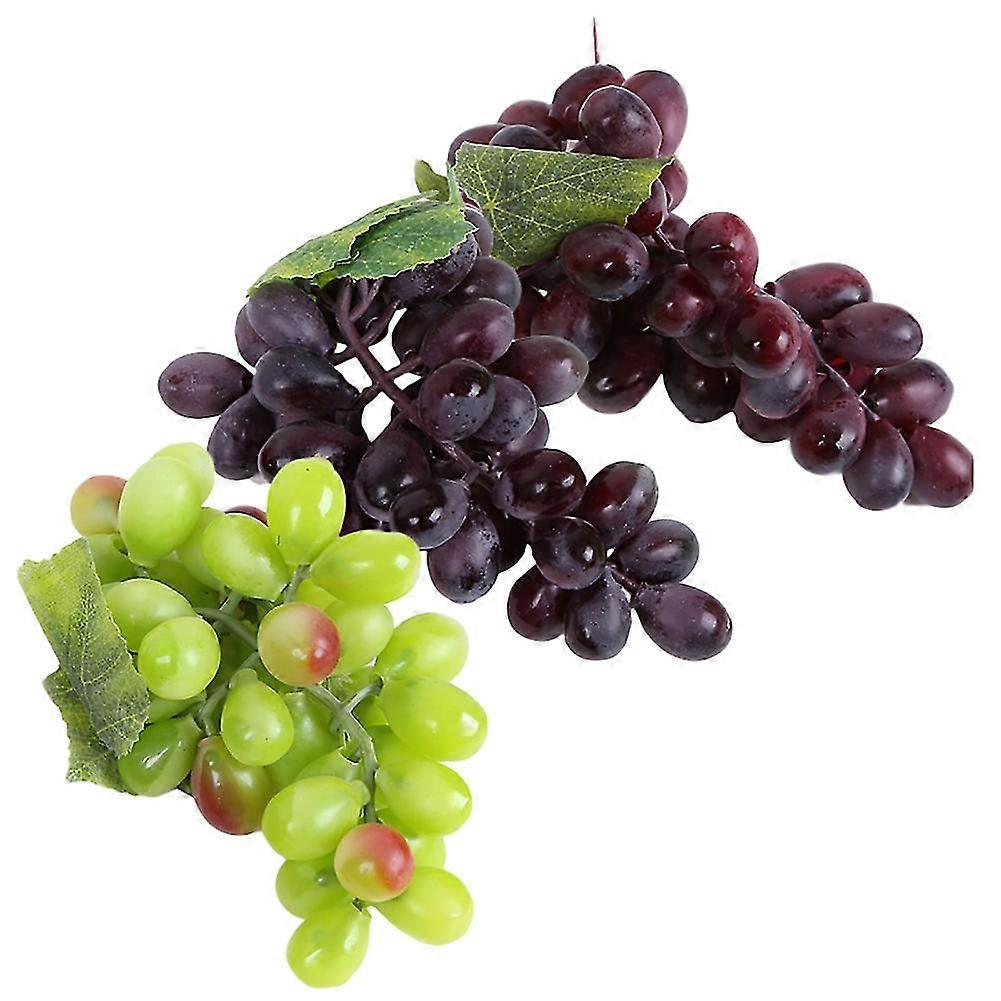 2 Bunch Fake Grape Artificial Plastic Lifelike Faux Fruit Home Garden ...