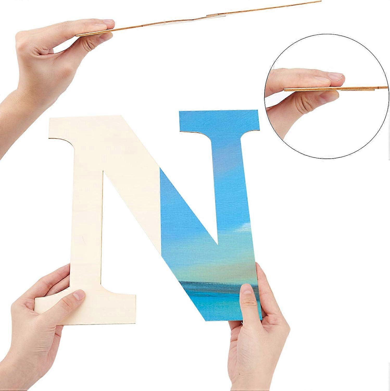 12 Inch Wooden Letters N Unfinished Wood Letters Wooden Alphabet Cutout ...