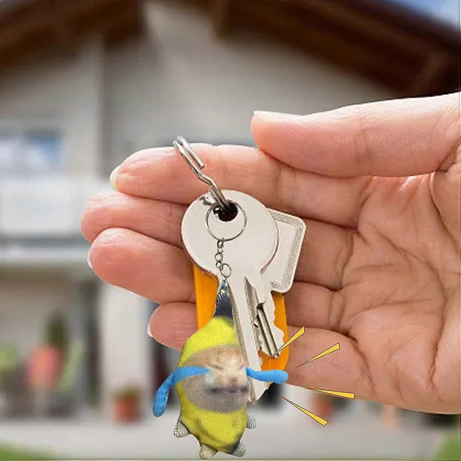 Crying Sounds Keychain, Funny Cute Banana Cat Design Making Crying ...