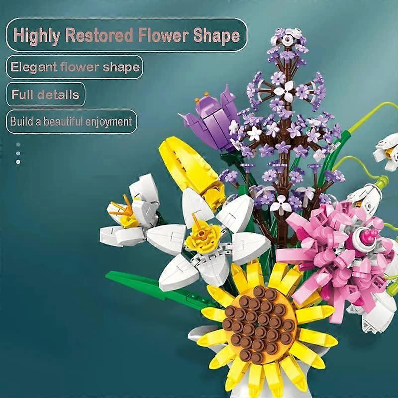 Flower Bouquet Building Blocks Kits 6 Pack Limerance, Artificial ...