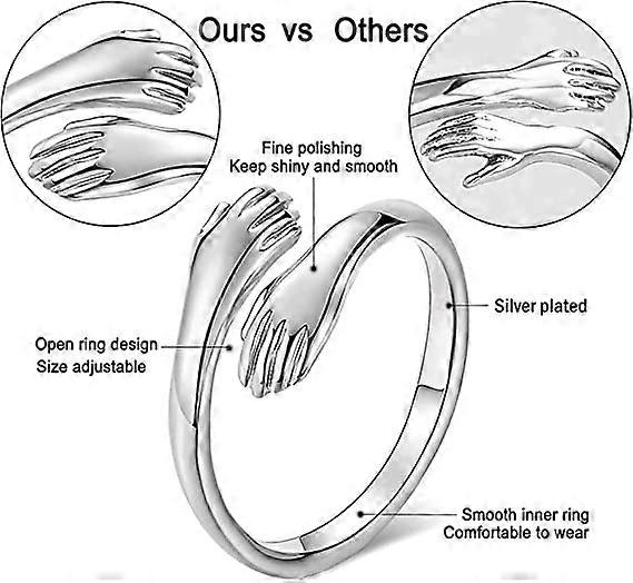 2Pcs Hug Ring,925 Sterling Silver Hug Rings for Women Men Girls Love ...