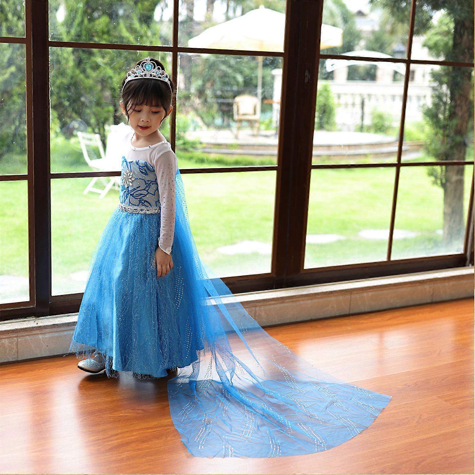 Kids Girls Blue Dress Costume Princess Dresses Fancy Cosplay | Fruugo UK