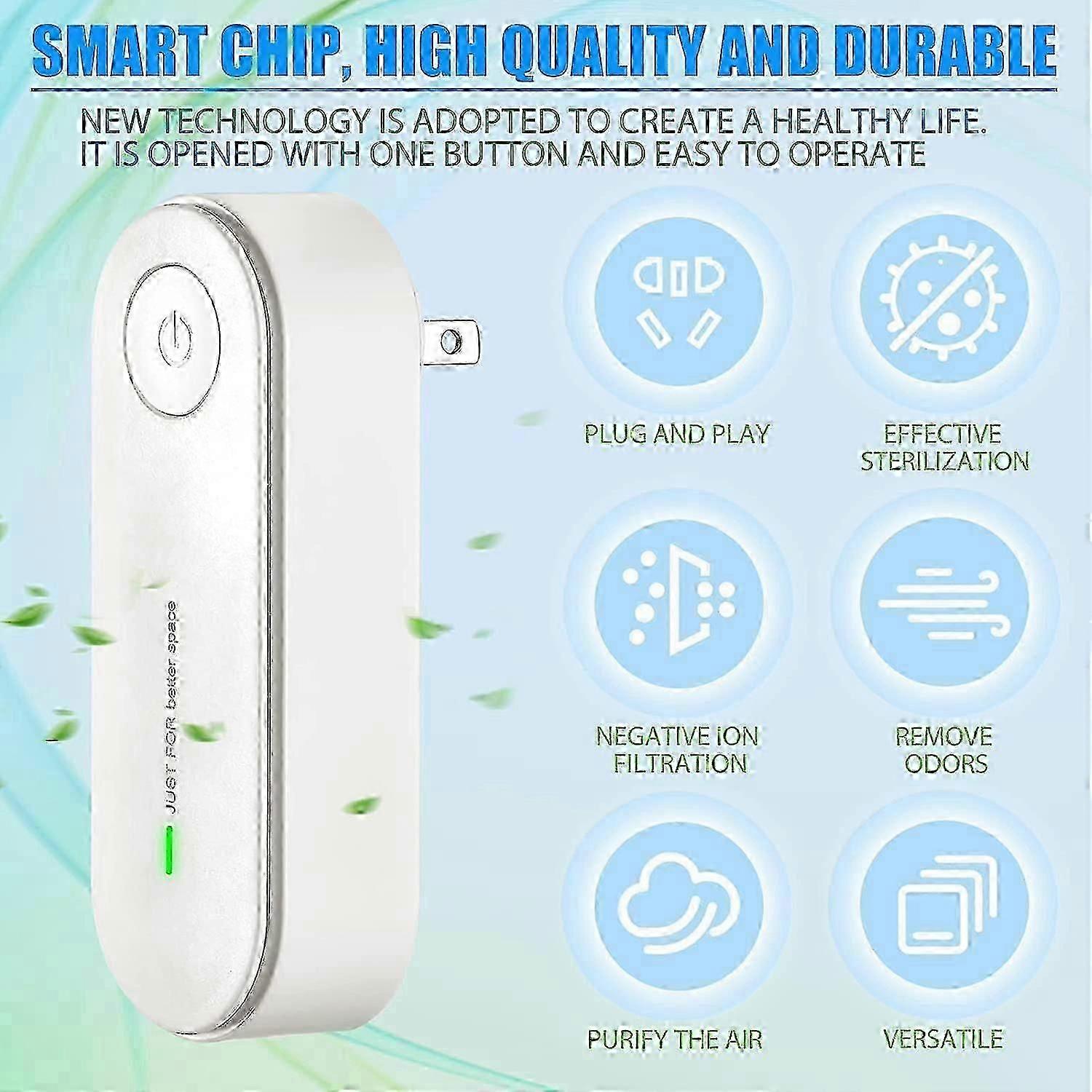 3-Pack Plug-In Air Purifier Portable Negative Ion Generator Filterless ...