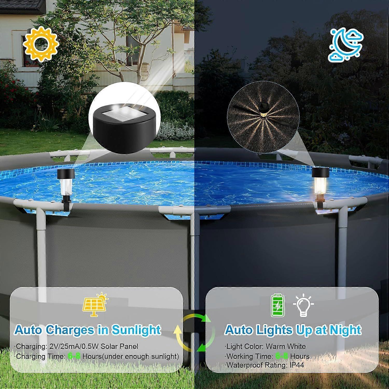 Solar Pool Lights for Framed Above Ground Pools, 6 Pack Waterproof ...
