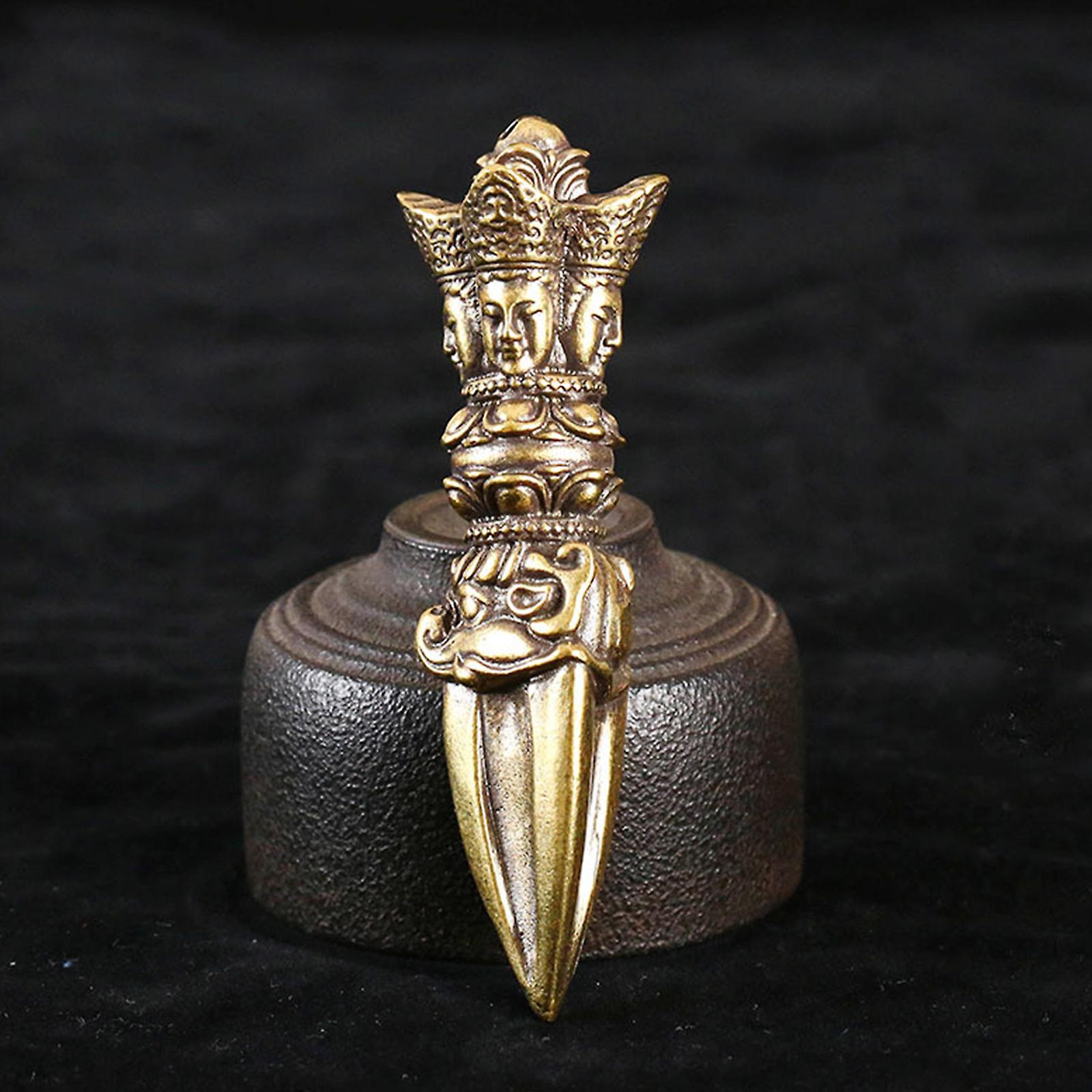 Brass Vajra Pestle Statue Tibetan Buddha Mascot Miniature Figurine for ...