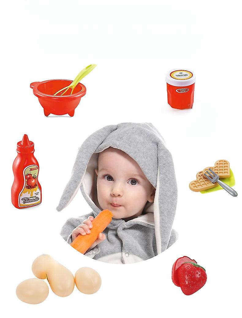 Kids Waffle Baking Set Role Play Toys Egg Ketchup Strawberry Bowl Heart ...