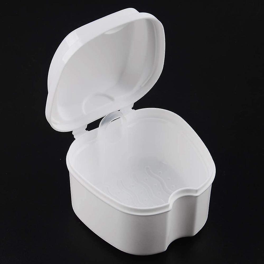 White Denture Case, Denture Cup With Strainer, Denture Bath Box Teeth ...