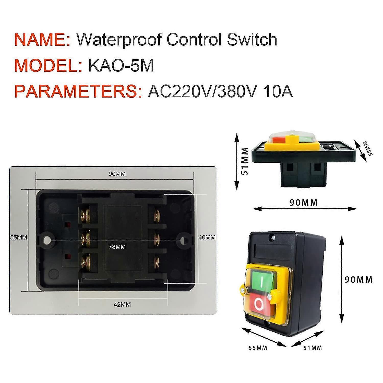 Push Button Switch,ac 220v/380v 10a Waterproof Power Control On Off ...