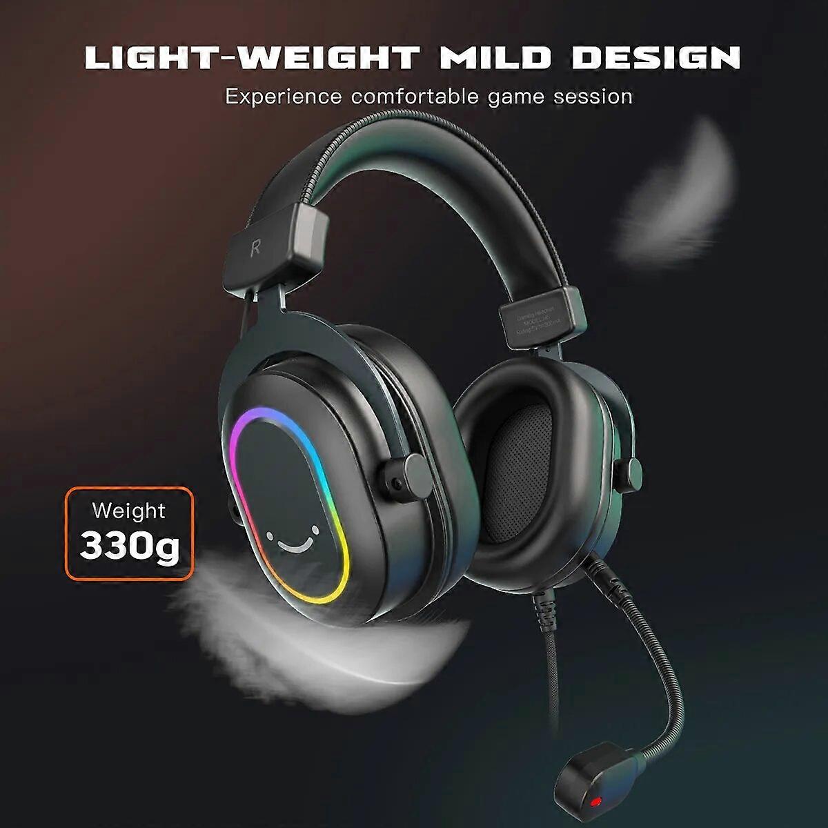 Dynamic Rgb Gaming Headset With Mic Over-ear Headphones 7.1 Surround ...