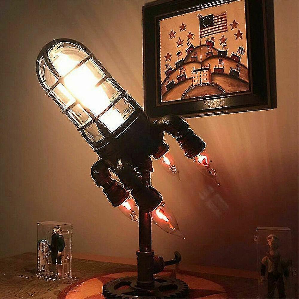 2024 Retro Table Lamp Industrial Rocket Ship Light Lamps Steampunk ...