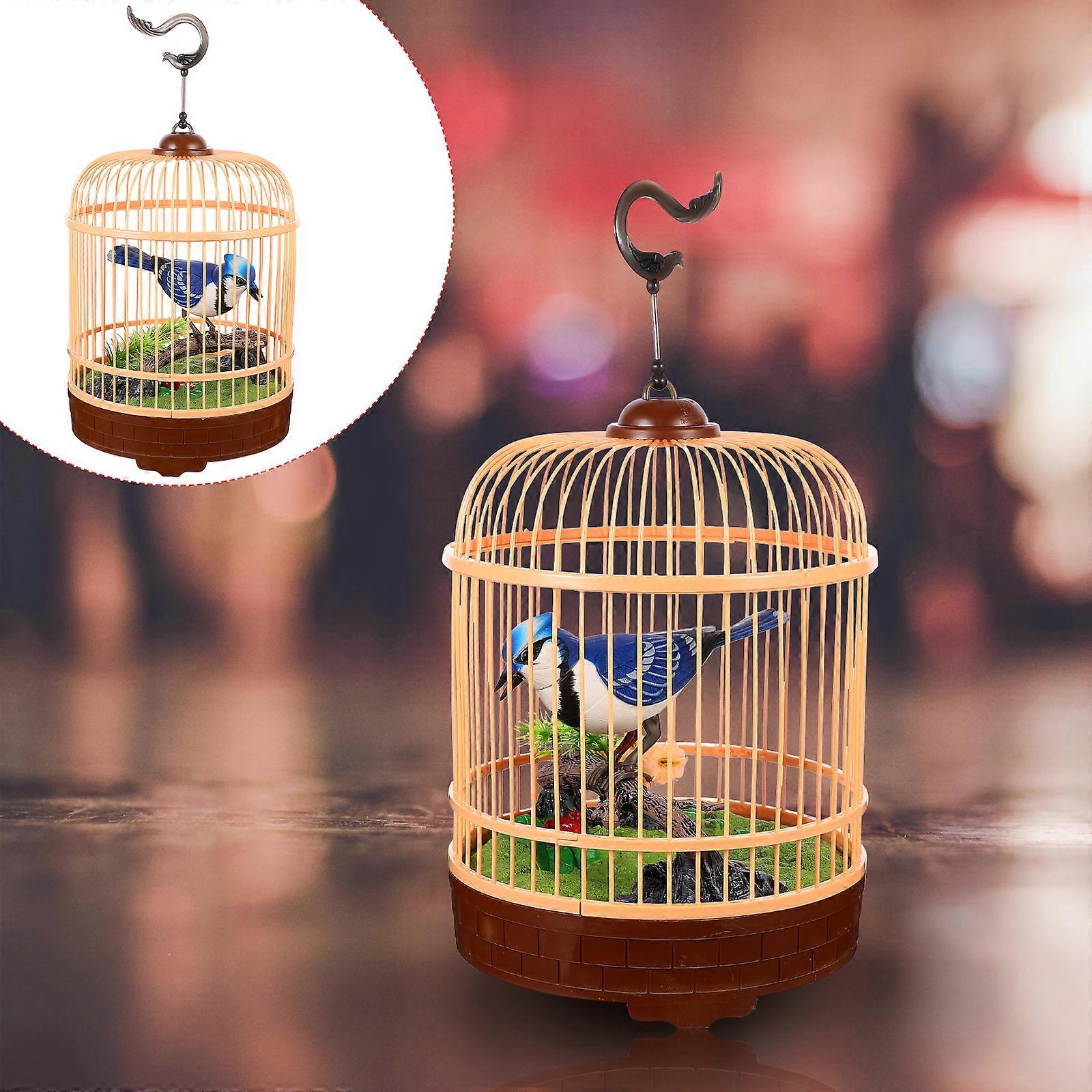Creative Singing Chirping Bird in Cage Sound Activated Battery Operated ...