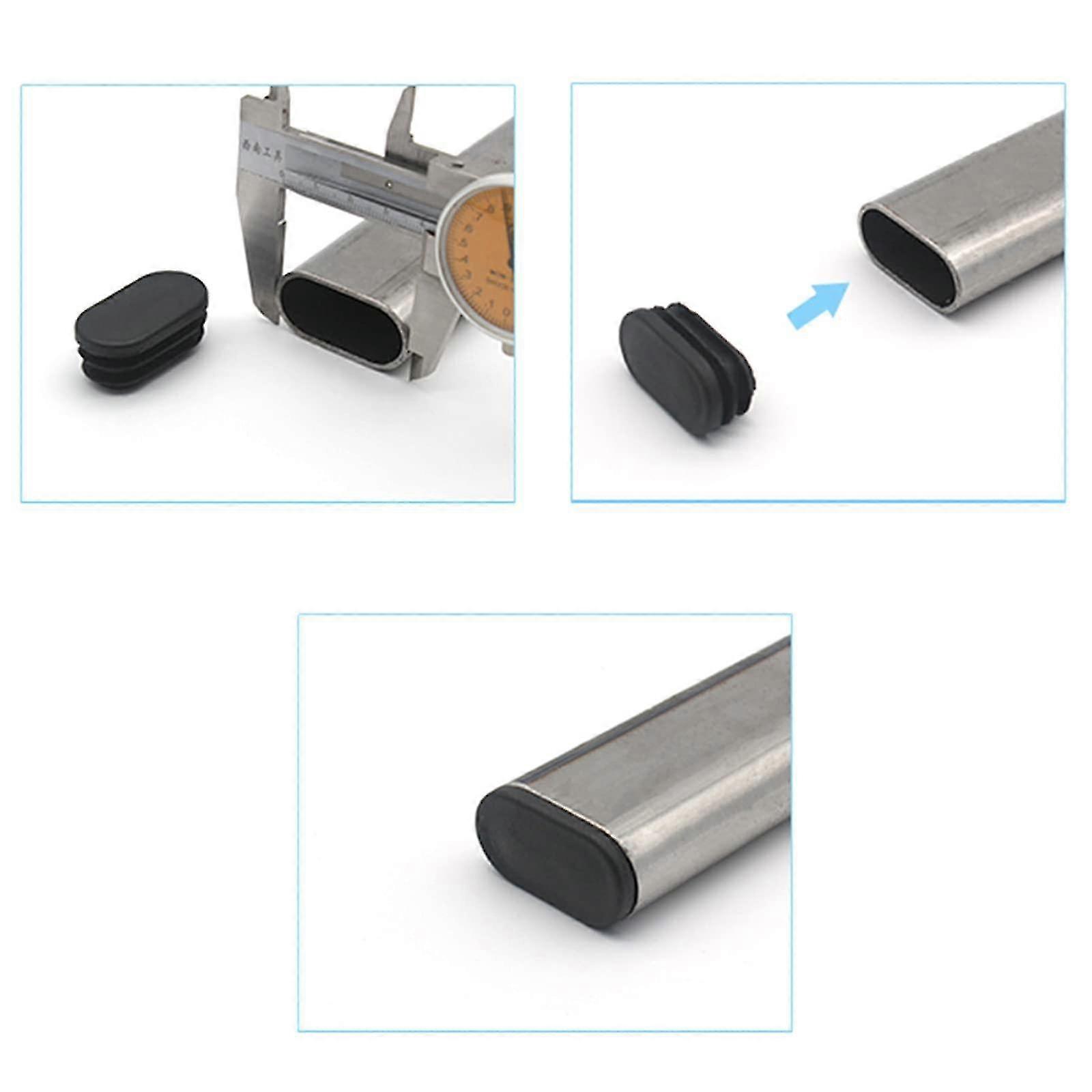 100 Pieces 15x30mm Plastic End Caps,for Furniture Feet Tubes Oval End ...