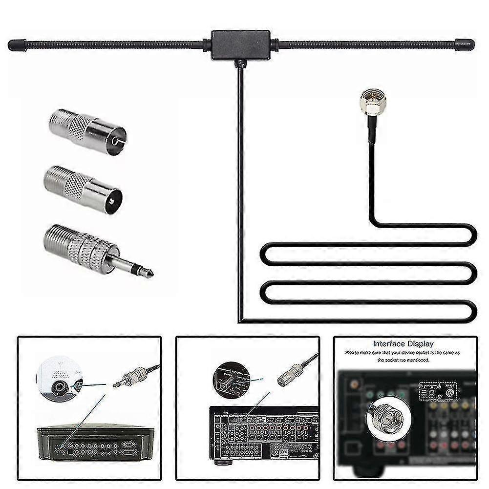 DAB FM Radio Antenna FM Dipole Aerial Audio Plug Connector for Stereo ...
