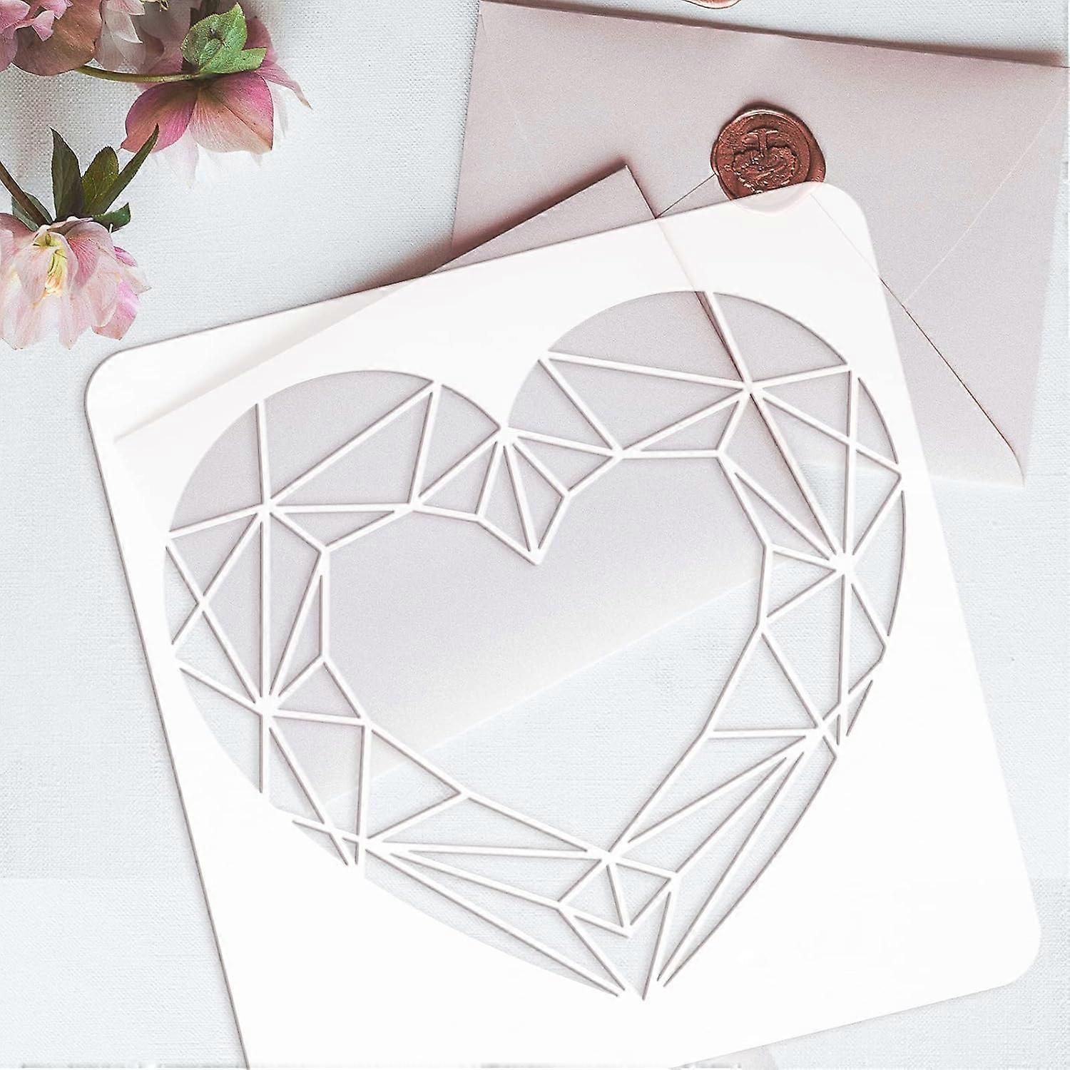 Big Heart Painting Stencil 11.8x11.8 inch Geometric Heart Drawing ...