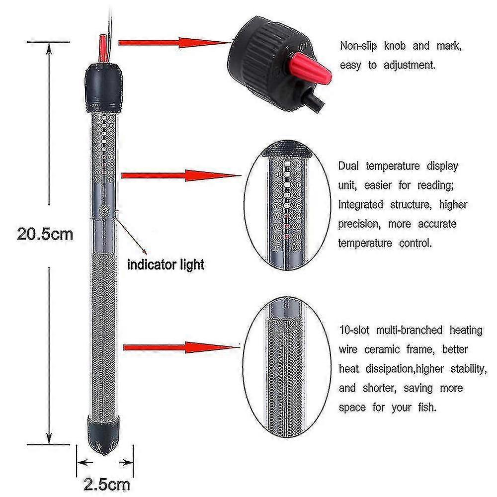 Aquarium Heater Fish Tank Submersible Heater Turtle Heat Rod With ...