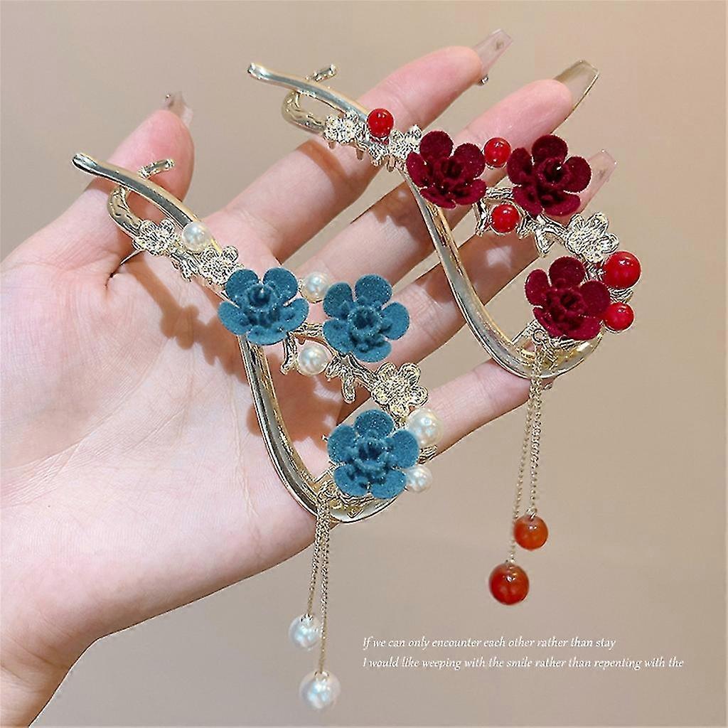 French Twist Clip Long Hair Red Plum Hair Claw Clip Hair Bun Hairpin ...