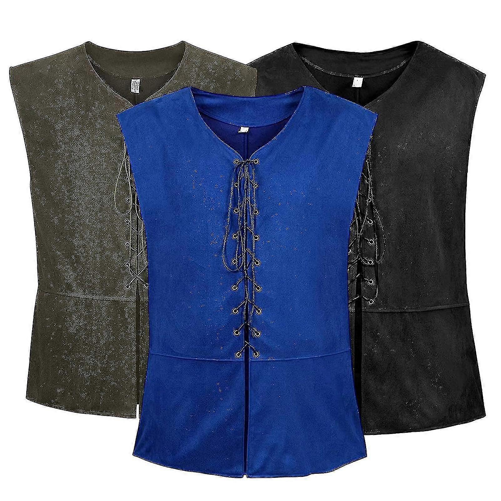 Men Vintage Vest Medieval Lace Up Cardigan Steampunk Renaissance Gothic ...