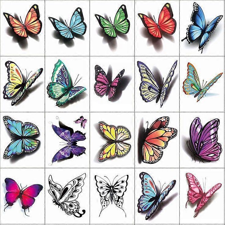 70 butterfly temporary tattoos, 3D sticker tattoos, butterfly and ...