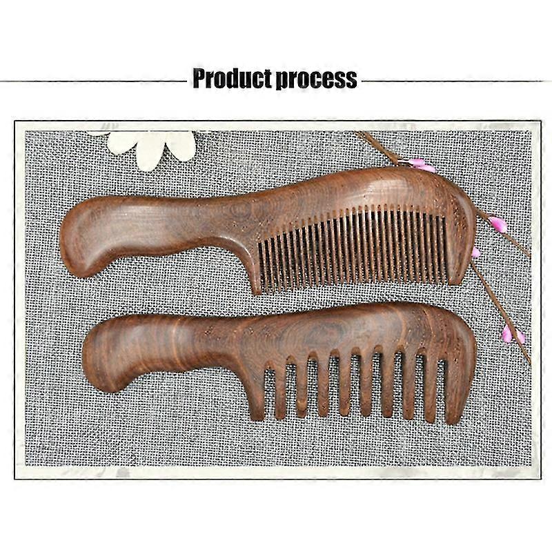 Sandalwood Wide Tooth Comb Curly Hair Portable Coarse Tooth Wooden Comb ...