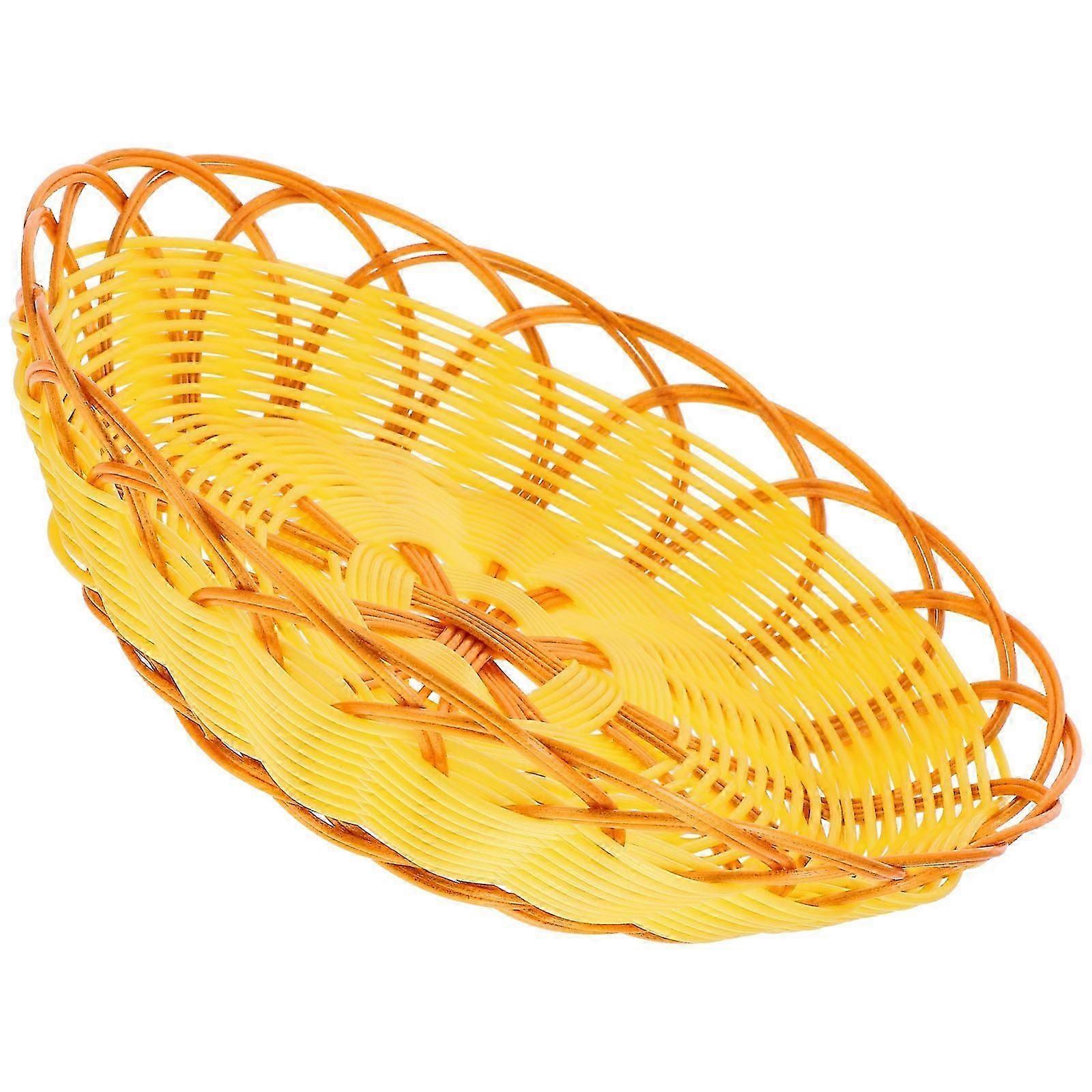 Household Bread Basket Woven Basket Storage Food Container Khaki Medium ...