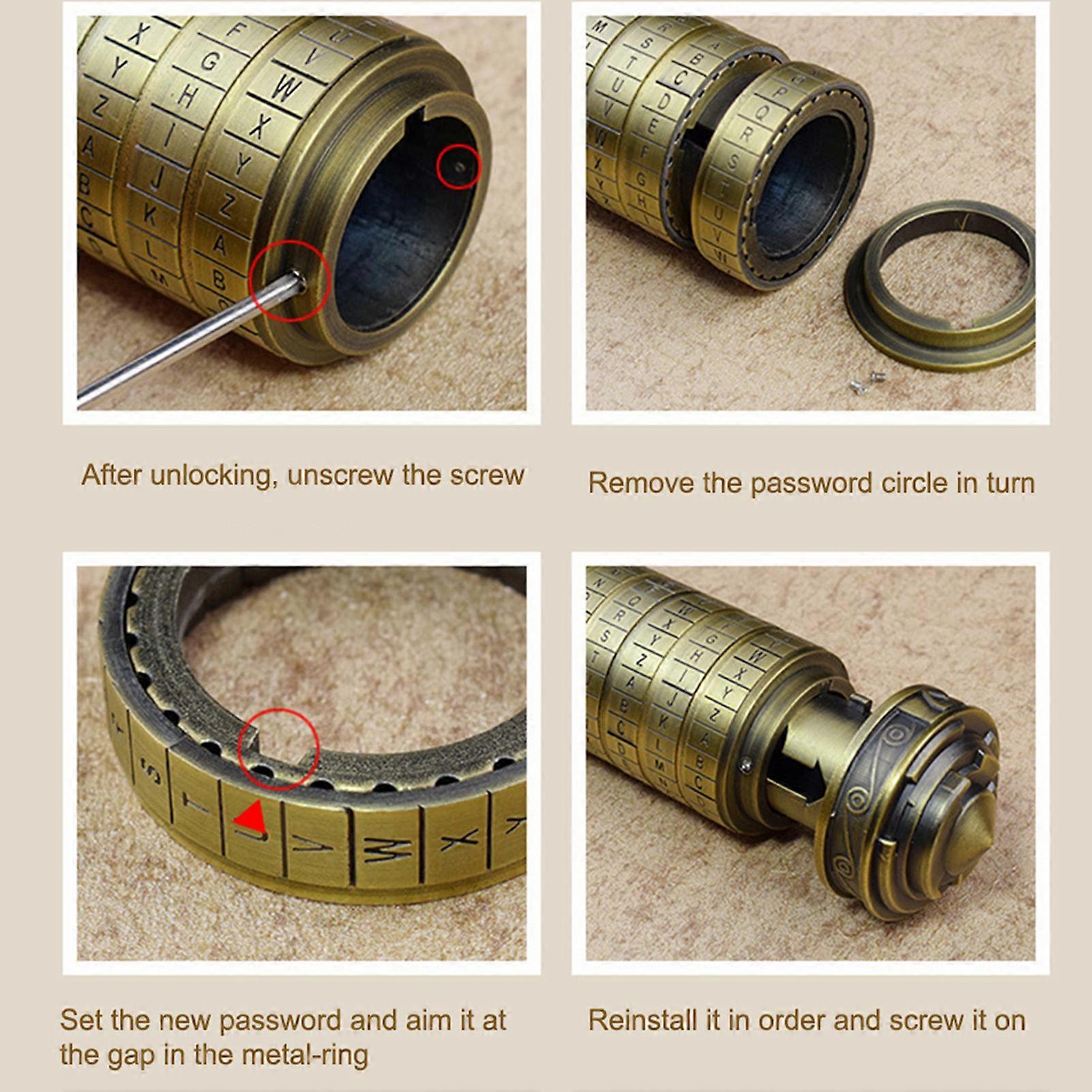 Metal Cryptex Lock Puzzle Box, 136x52mm Zinc Alloy Wedding Gift | Fruugo UK