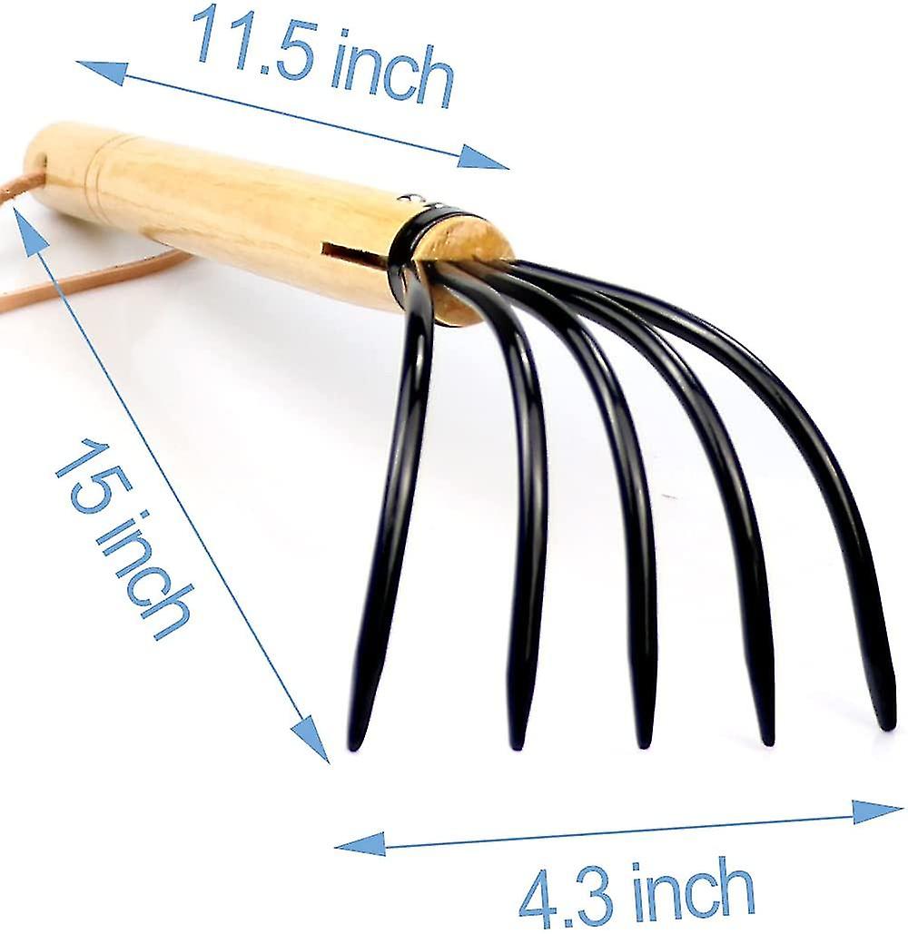 38 Cm Garden Claw Rake | Military Grade Steel 5 Teeth And Premium Wood ...