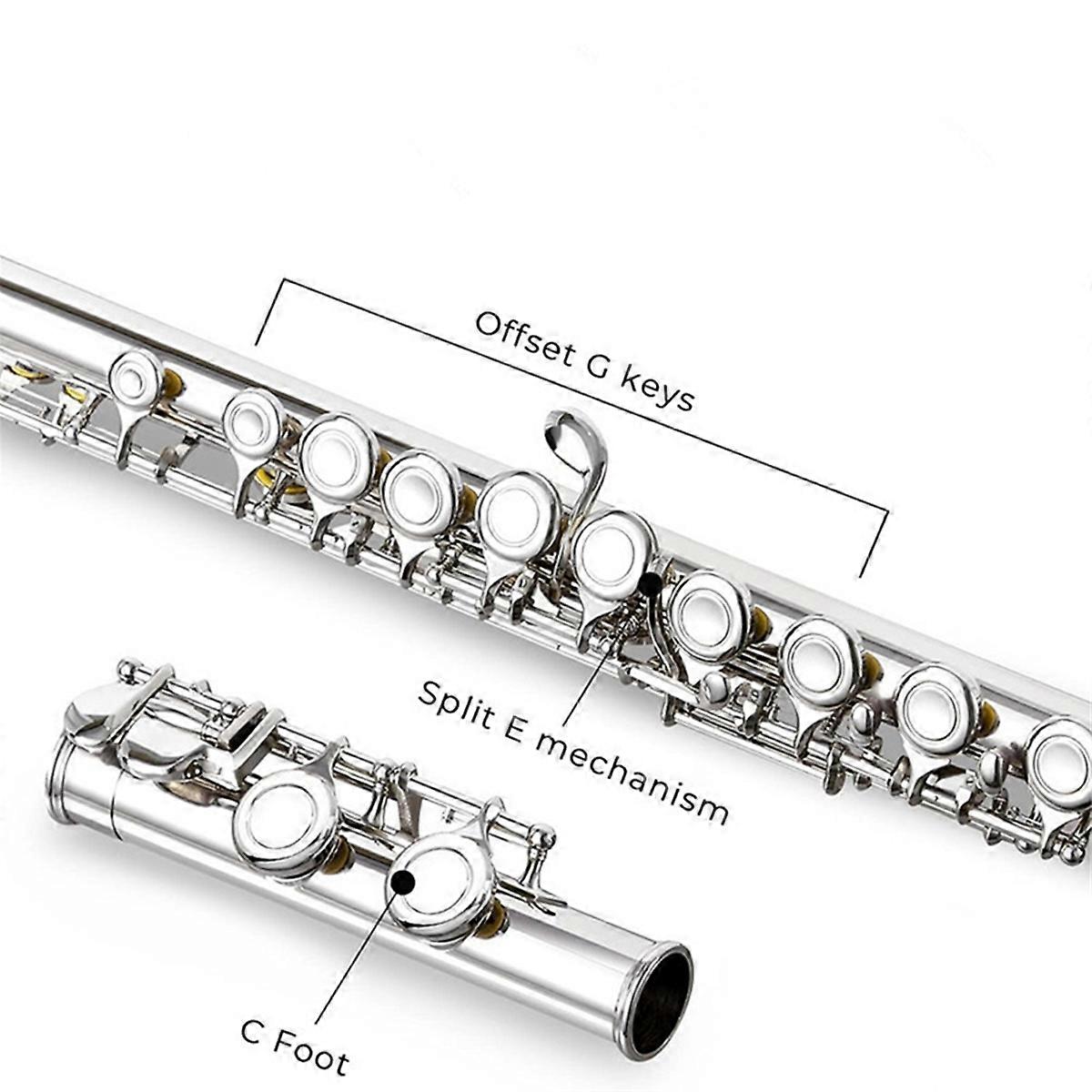 16 Closed Open Holes C Key Professional Transverse Flute Concert ...