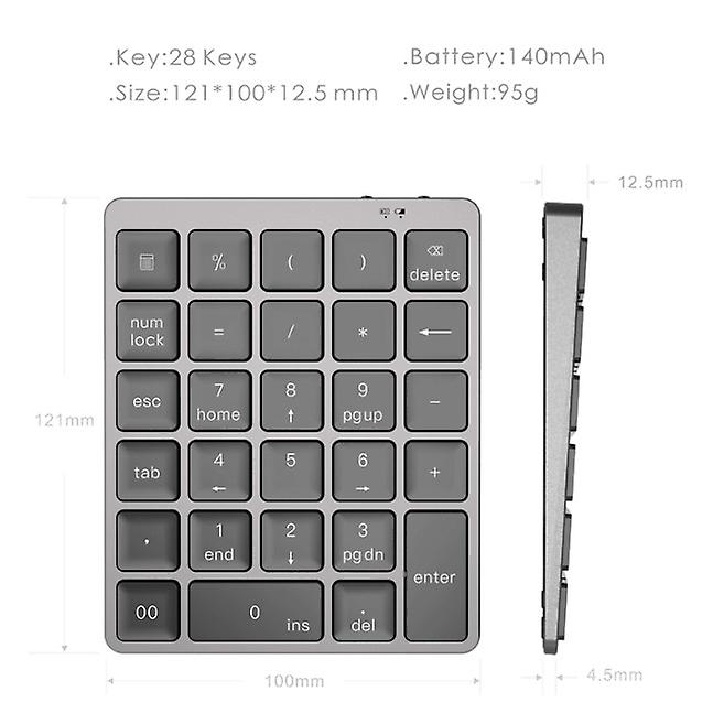 Keyboards & Keypads Aluminum Alloy 28 Keys Bluetooth Wireless Numeric ...