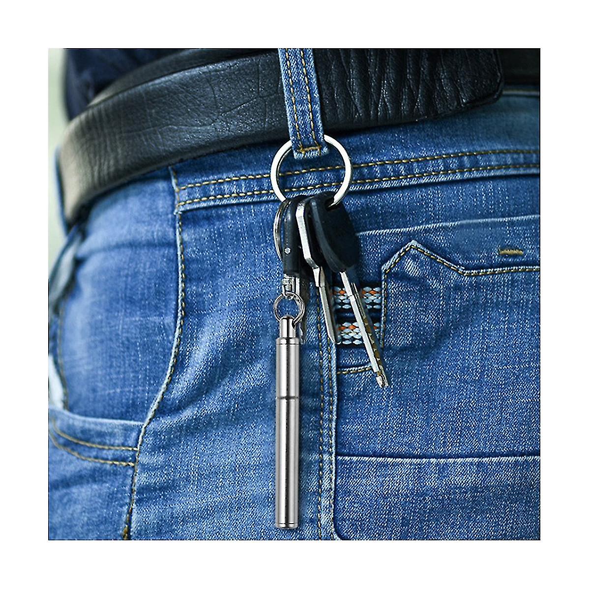 Portable Key Ring Stainless Steel Telescopic Pen Telescoping Ballpoint ...