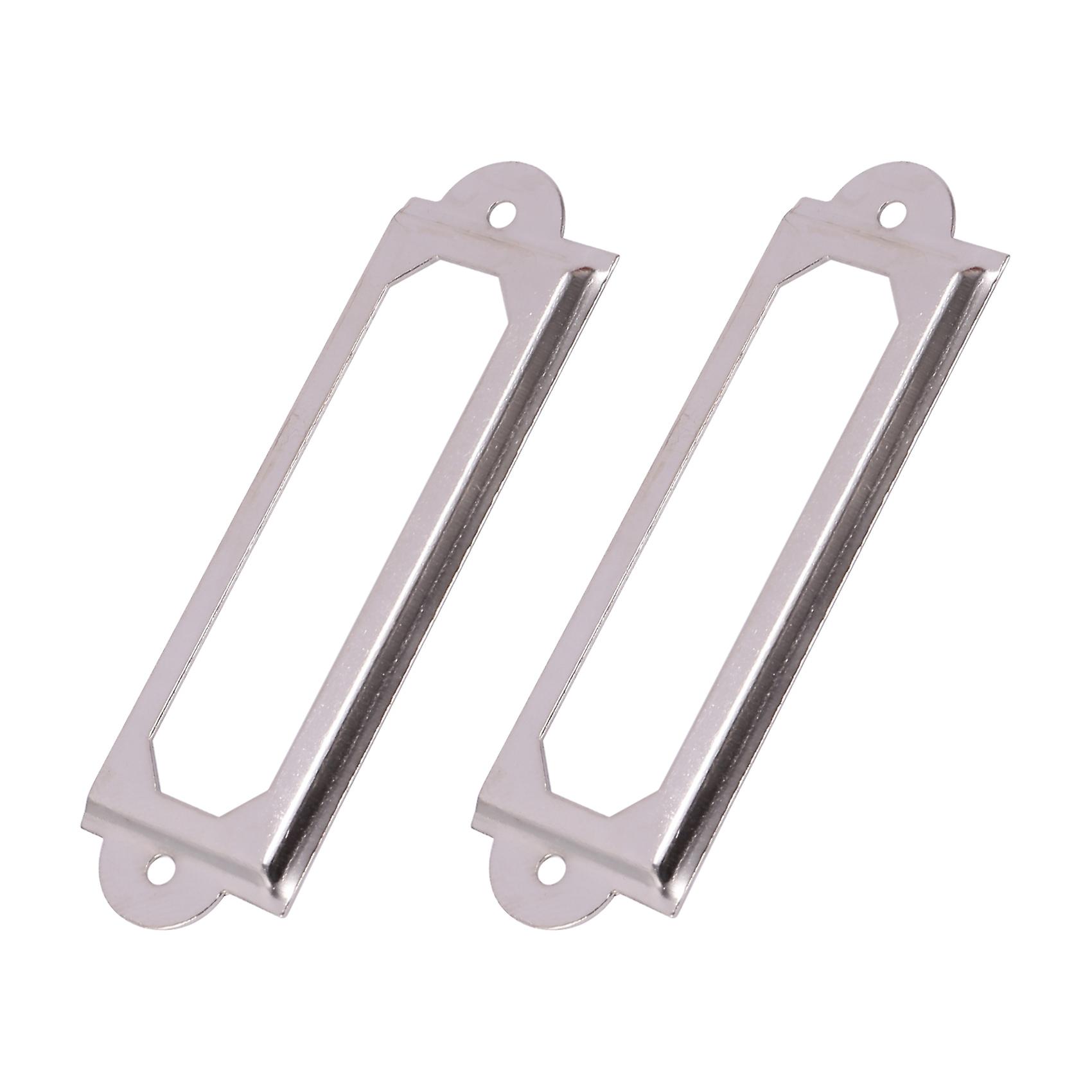 40 set Office Library File Drawer Cabinet Card Tag Label Holder Metal ...