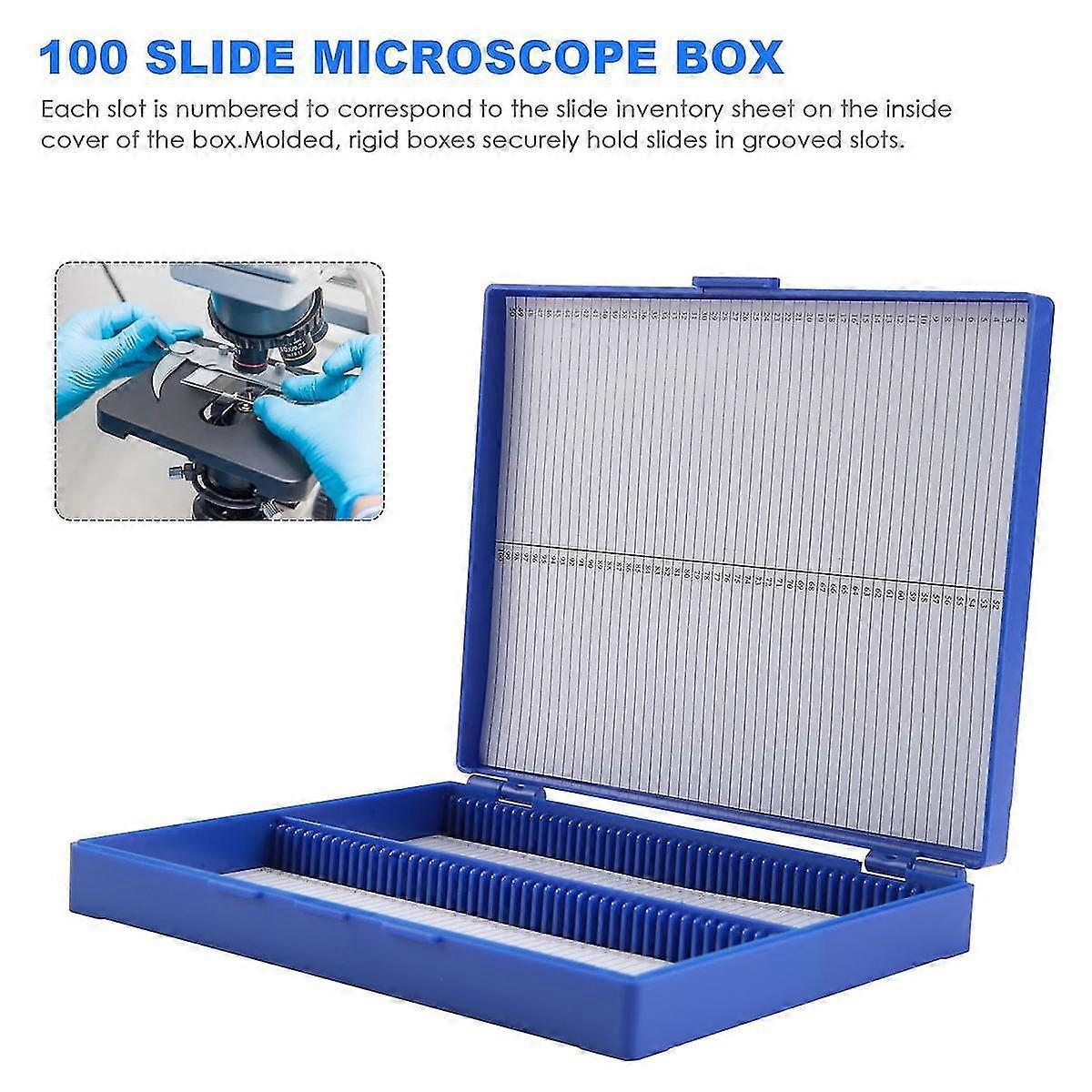 Royal Blue Plastic Hold 100 Microslide Slide Microscope Box | Fruugo UK