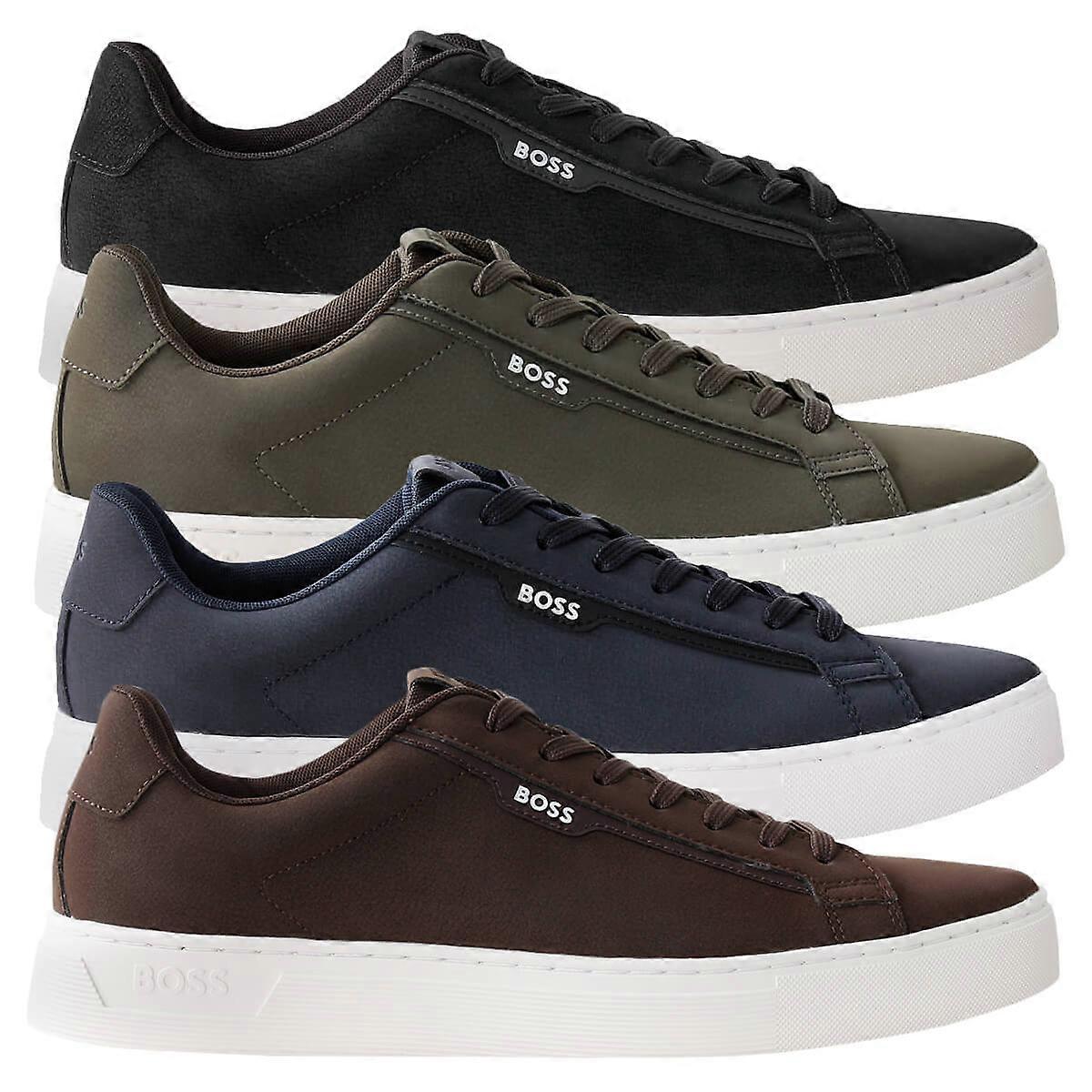Hugo Boss Mens Rhys Tenn Faux Nubuck Leather Durable Cupsole Trainers ...